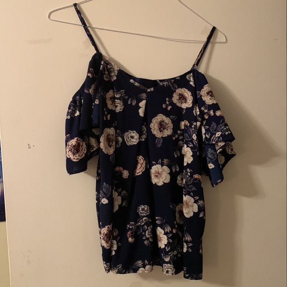 Blue Rain | Tops | Cold Shoulder Floral Blouse | Poshmark